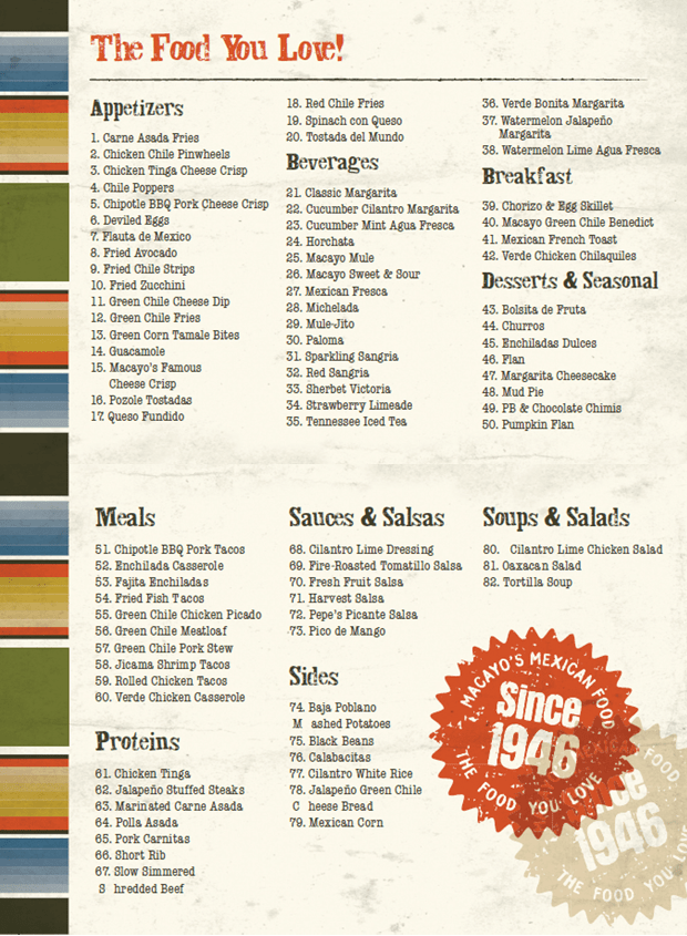 Set of Macayo Recipe Cards - Macayo’s Mexican Food