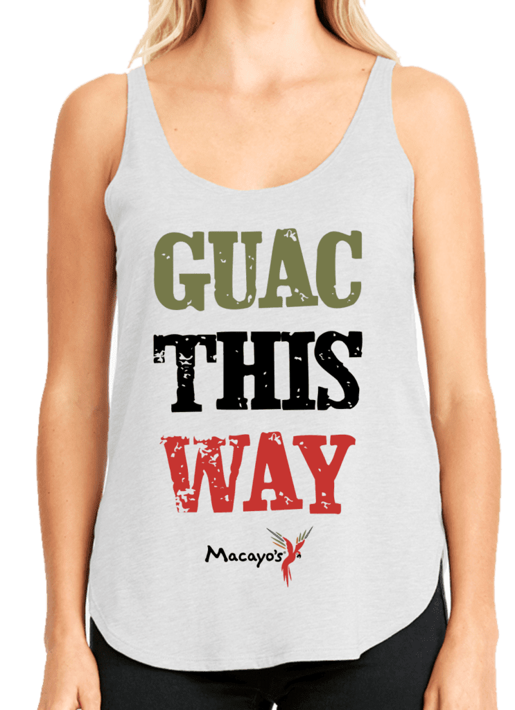 Guac This Way Tank Top, Ladies, White - Macayo’s Mexican Food